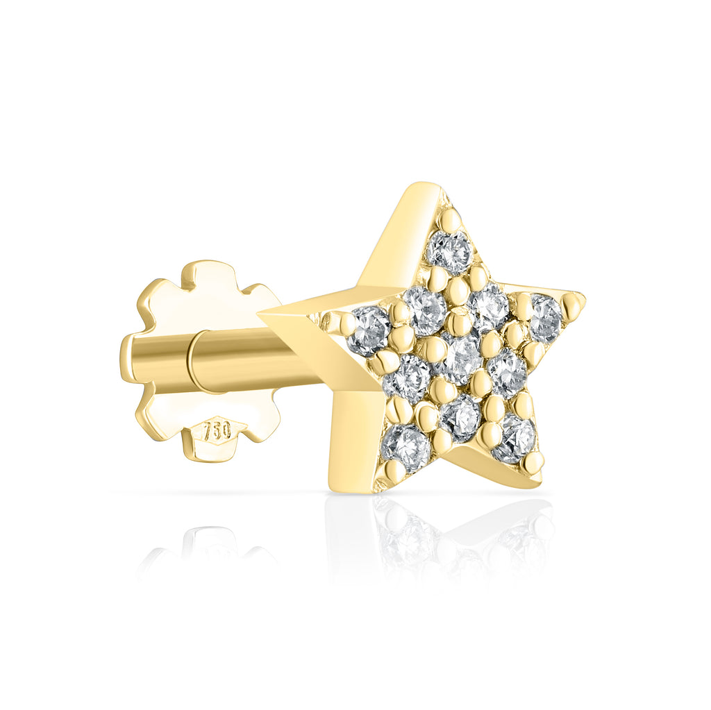 Diamond Star Stud Piercing Earing Yellow Gold – winniewestmann