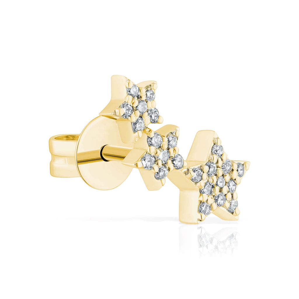 Diamond Triple Star Stud Lobe Earring Yellow Gold – winniewestmann
